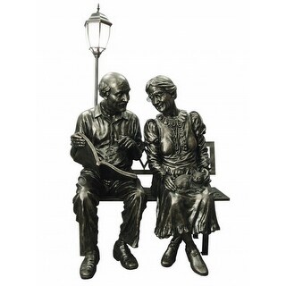 6' Lighted Elderly Couple with Street Lamp Outdoor Garden Statue - Bed ...