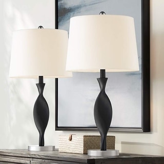 Set of 2 Debra 27 1/2" Black Finish Modern Table Lamps - 14" x 27 ...