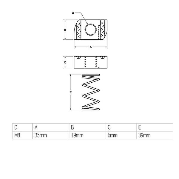 5pcs M8 x 6mm 304 Stainless Steel Spring Channel Nuts for Unistrut ...