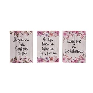 Transpac MDF Fabulous Flower Decor Block Set of 3 Spring Home ...