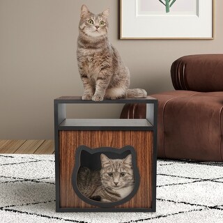 Cat House, Side Table, Indoor Pet Crate, Litter Box Enclosure - Bed ...