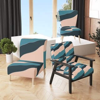 Designart "Peach and Blue Striped Pattern" Upholstered Patterned Accent ...