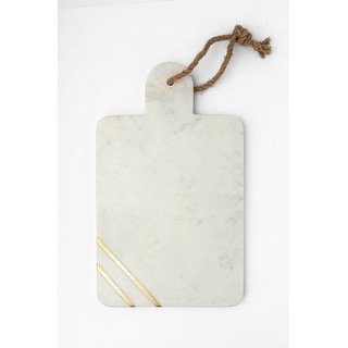 15" x 9" White Marble Cutting Board with Brass Inlay - 15" X 9" - Bed ...