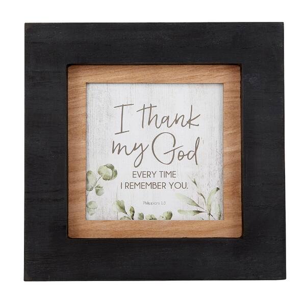 7" Black Square Wooden Tabletop Frame with Bible Verse Design - Bed ...