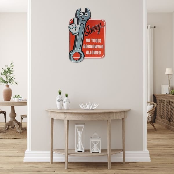 IH Casa Decor Embossed Metal Wall Sign No Tools Borrowing Allowed - Bed ...