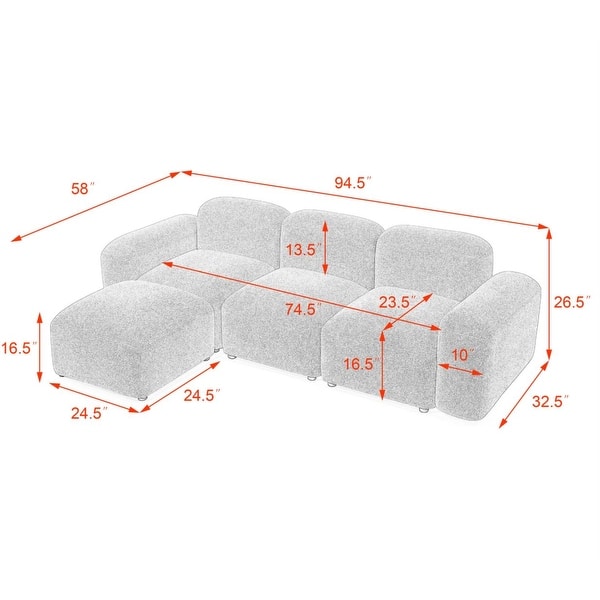 L-Shape Modular Sectional Sofa DIY Tufted Soft Combination Living Room ...