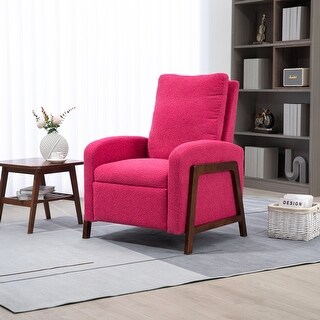 Rose Red Modern Boucle Tufted Adjustable Recliner Chair with Lumbar ...