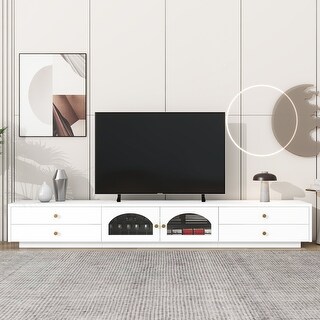 Multiple Storage TV Stand for TVs Up to 95'' ,with Fluted Glass Doors ...