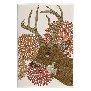 Stupell Buck Deer Abstract Wildlife Botanical Intricate Patterns Wood ...