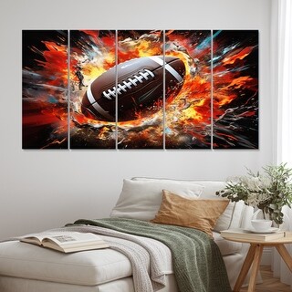 Designart "Red Football Explosive Ballon" Sports Multipanel Canvas Art ...