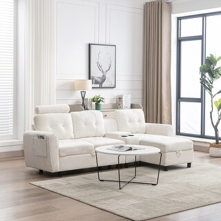 L Shape Furniture Living Room White Sectional Sofa - Bed Bath & Beyond ...