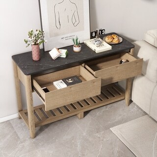 47'' Modern Farmhouse Double Drawers Console Table for Living Room or ...