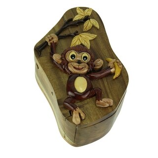 Hand Crafted Wood 3D Monkey Puzzle Trinket Box - 2.75 X 6.75 X 4 inches ...