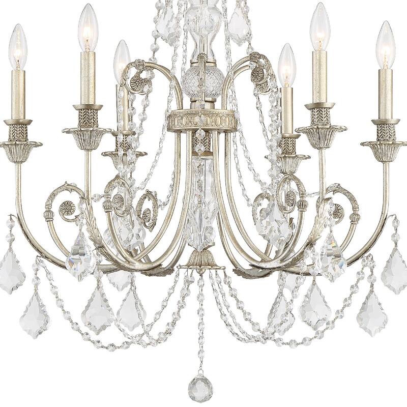 Regis 6 Light Clear Swarovski Strass Crystal Silver Chandelier - 26'' W ...