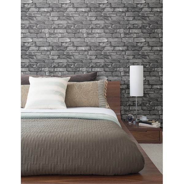 Beacon House Brickwork Slate Exposed Brick Wallpaper - 20.5in x 396in x ...