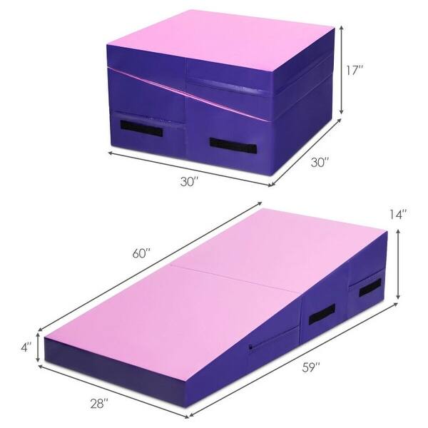 Folding Incline Tumbling Wedge Gymnastics Mat - 60" x 30" x 14" (L x W ...