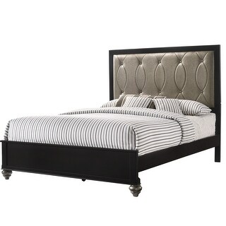 Contemporary Button Tufted Eastern King Bed with Bun Turned Feet, Black ...