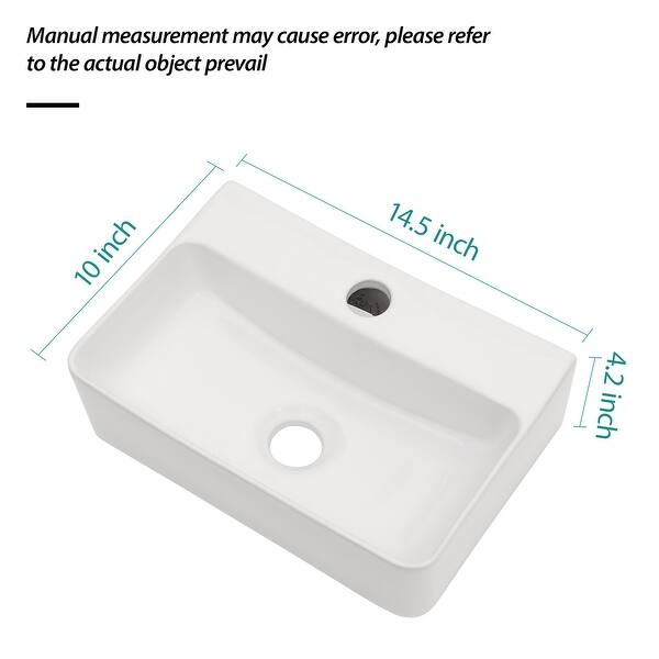 Ceramic Rectangle Wall Mount Bathroom Sink with Single Faucet Hole ...