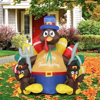 6FT Turkey With Colorful Tail Thanksgiving Inflatable Decor - N/A - Bed ...