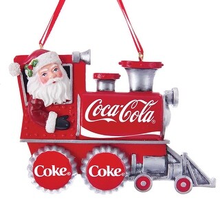 Hand-Painted Coca-Cola Santa Train Christmas Ornament - 4.500 x 3.750 x ...