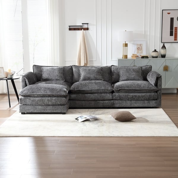Chenille Fabric L-Shape Comfy Oversized three-seat Modular Sectional Sofa - Bed Bath & Beyond ...