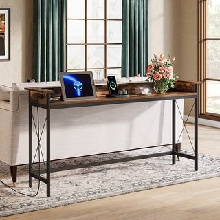 Extra Long Console Sofa Table with Outlets and USB Ports - Bed Bath ...