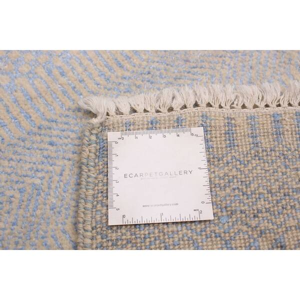 ECARPETGALLERY Hand-knotted Finest Silk Shadow Blue Silk, Wool Rug - 3 ...