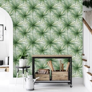 Green Thin Leaves Wallpaper Peel and Stick and Prepasted - Bed Bath ...
