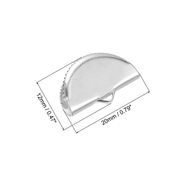 100Pcs Ribbon Crimp Clamp Ends, 20mm Half Round Bookmark Pinch Clasps ...