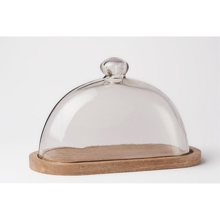 Mango Wood & Glass Oval Food Dome/Plate - Bed Bath & Beyond - 41071292