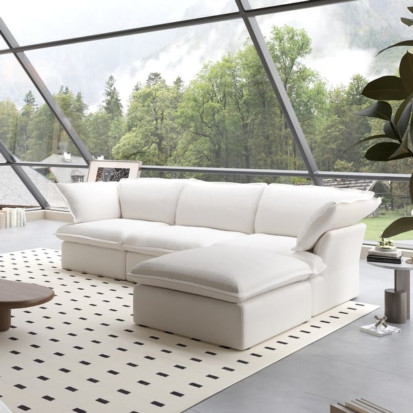 L-Shaped Linen Sectional Sofa Modern Comfortable Sofa - Bed Bath ...
