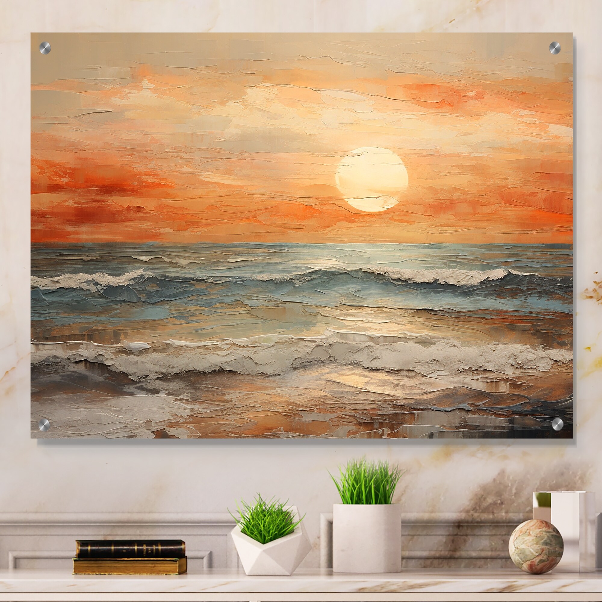 sunset beach acrylic