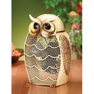 14" Hand Sculpted Unique Snow Owl Table Top Figure Fan - Bed Bath ...