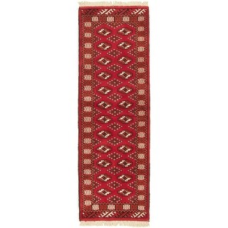 ECARPETGALLERY Hand-knotted Turkman Red Wool Rug - 2'0 x 6'3 - Bed Bath ...
