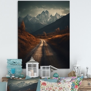 Designart "Mountain Solitude Empty Road To The Top" Meadow Canvas ...