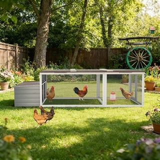 20.93 Sq Ft Outdoor Poultry Cage, Weatherproof Asphalt Roof, Wooden Hen ...