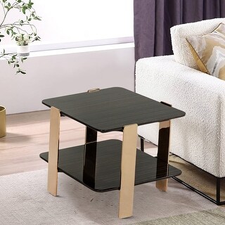 Cid 24 Inch Modern End Table, 1 Shelf, High Gloss, Ebony, Rose Gold ...