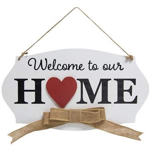Welcome to Our Home Hanging Wood Sign with 6 Magnets - 8.5” high by 15 ...