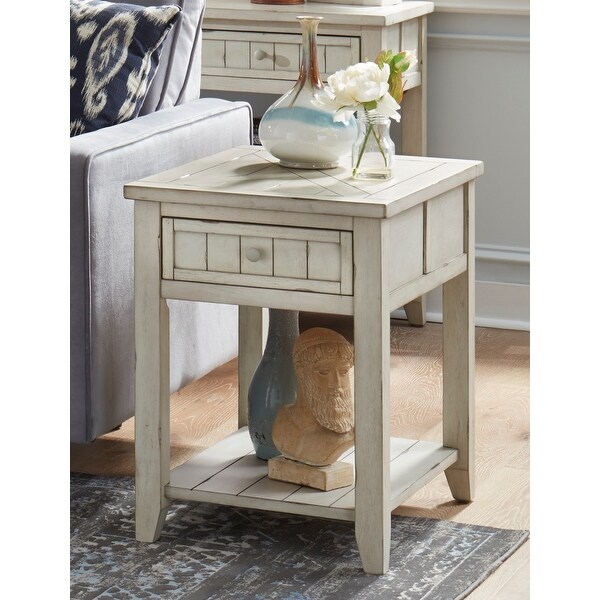 Distressed Solid Wood Planked Side End Table with Drawer Bed Bath Beyond 32046821