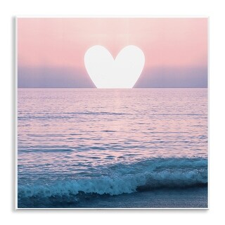 Stupell Pink Heart Ocean Sunrise Wall Plaque Art Design by Emanuela ...
