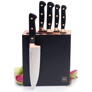 Copper Knife Set, A Knife Set with Sharpener Built-In, Upright 7-Piece ...