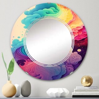Designart 'Multicolor Swirly Clouds V' Printed Modern Spiral Wall ...