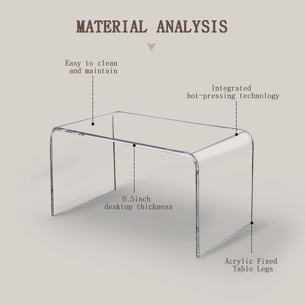 Clear Acrylic End Table Set of 2, 24"x14"x12", C-Shape Modern Side ...