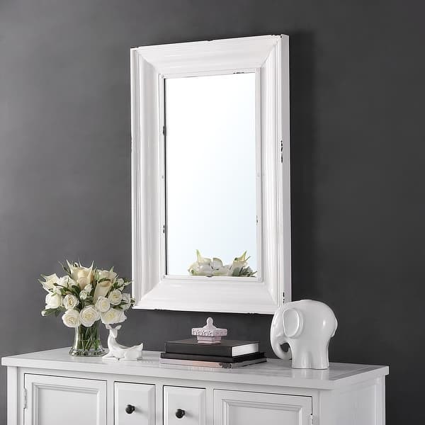 SAFAVIEH Linsa Rustic 28-inch White Wall Accent Mirror - 24" x 4" x 36 ...