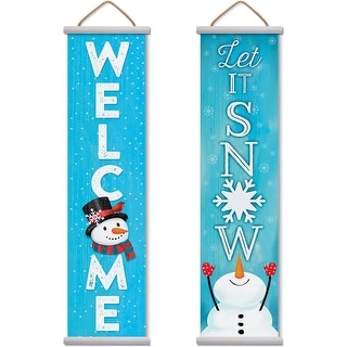 Let it Snow Reversible Indoor/Outdoor Vinyl Welcome Sign 44.5” by 11 ...