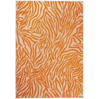 5' x 8' Orange Zebra Pattern Indoor Outdoor Area Rug - 6' x 7' - Bed ...