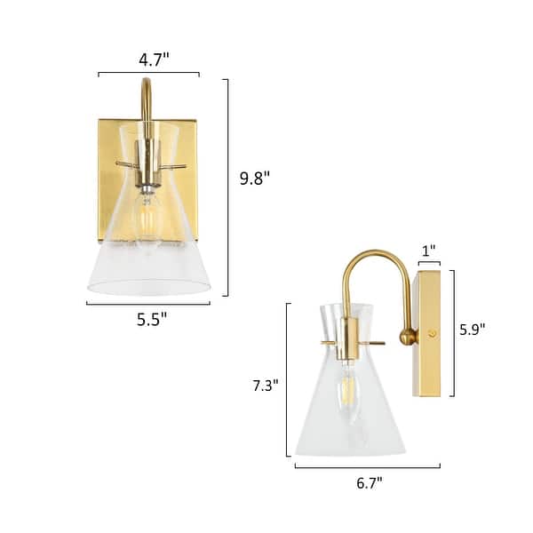 Liniya Modern Brass Gold 1-light Wall Sconces Horn Seeded Glass ...