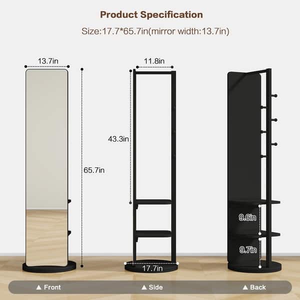 Full-length Rotating Mirror Set with Hook and Shelf - Bed Bath & Beyond ...
