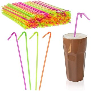 Plastic Drinking Straws, Single Use Bendable Straws (17 x 0.31 In, 300 ...