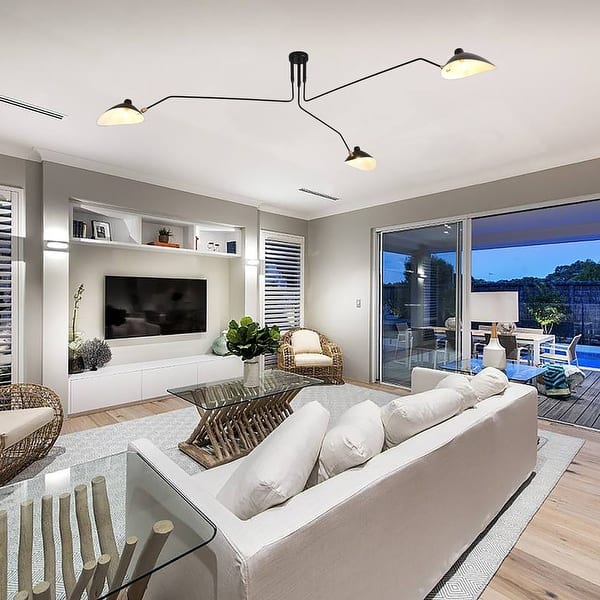 Mid Century Chandelier Modern 3 Arm Ceiling Light Fixture, Small Size ...